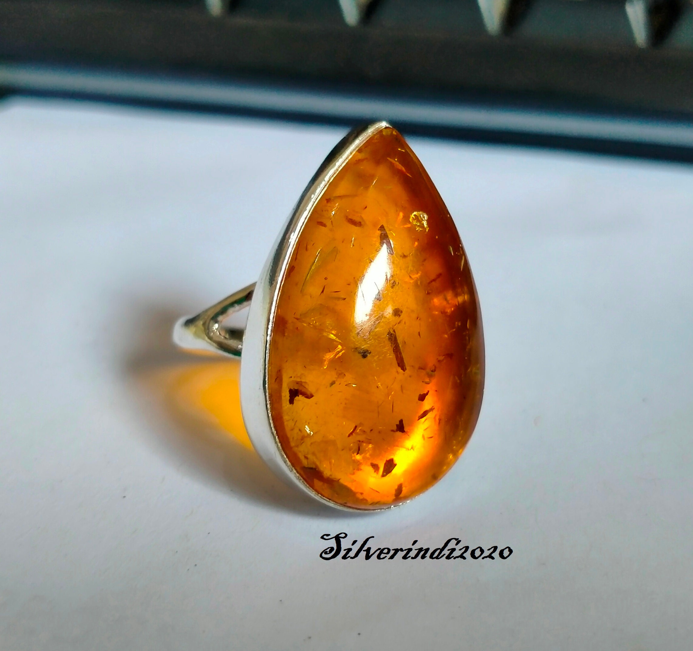 Amber Ring Silver Band Ring 925 Silver Ring Handmade Ring - Etsy