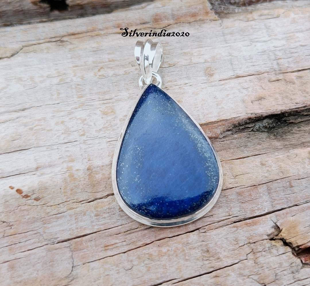 Pure Lapis Lazuli Pendant, Natural Silver Pendant, 925 Sterling Silver ...