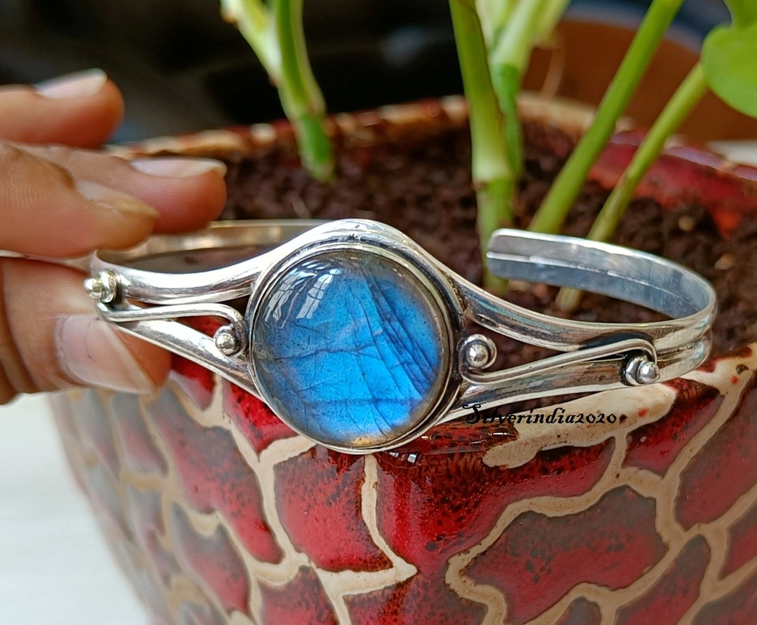 Labradorite Bangle, 925 Sterling Silver Bangle, Gemstone Bangle ...