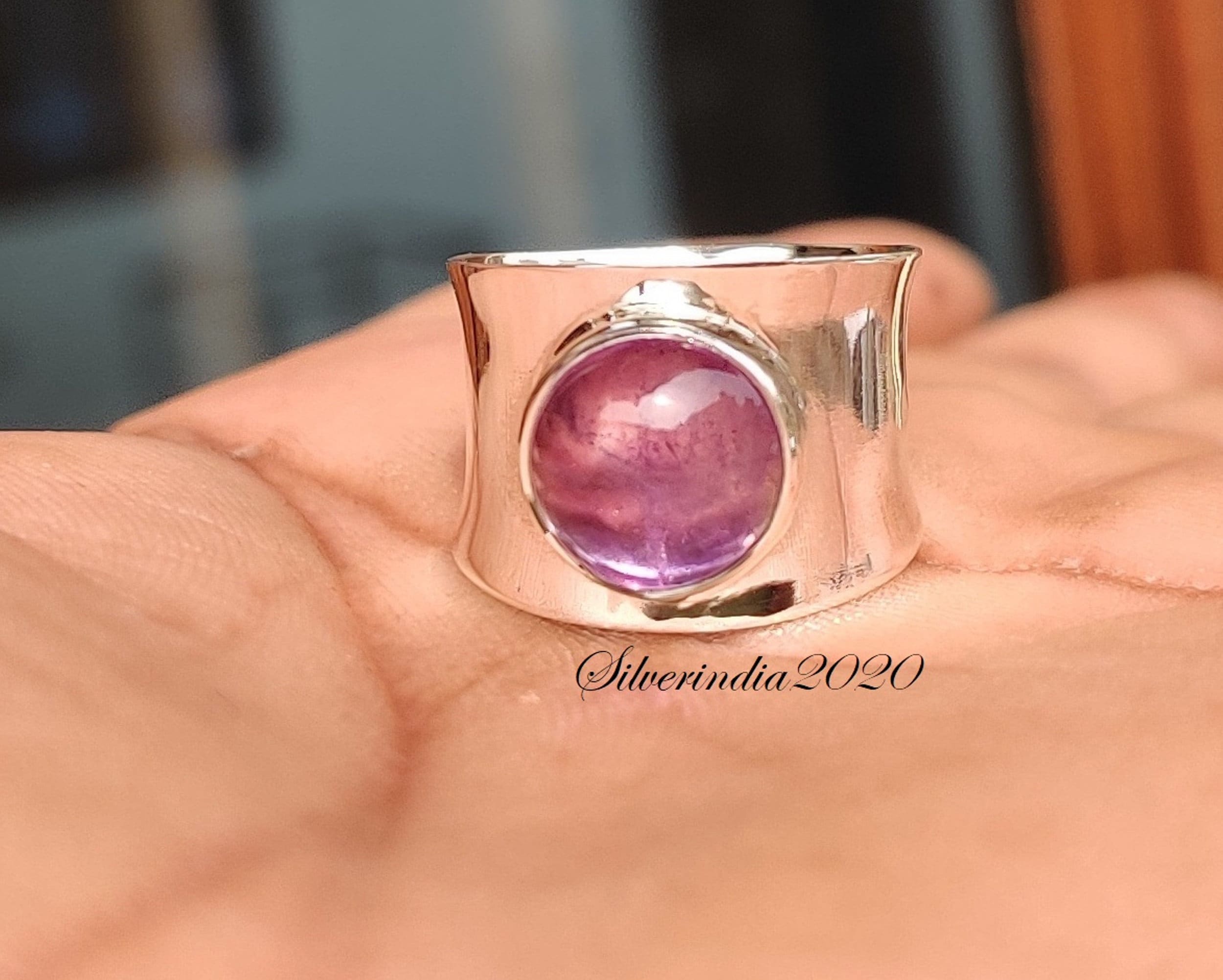 Amethyst Ring Silver Band Ring 925 Sterling Silver Ring | Etsy
