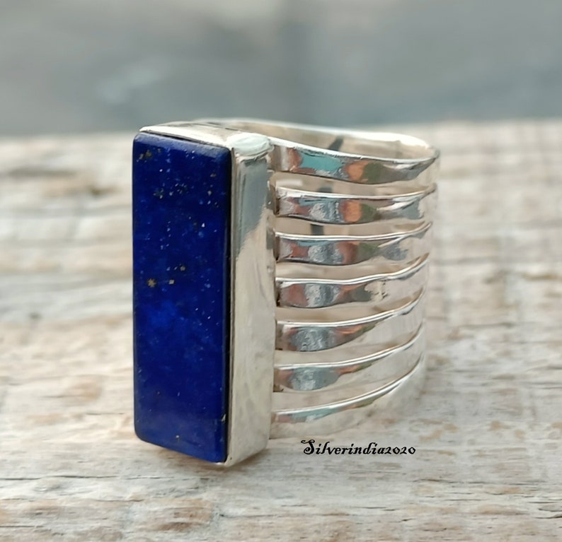 Handmade Sterling Silver Lapis Lazuli Ring: Boho Band Jewelry - Etsy