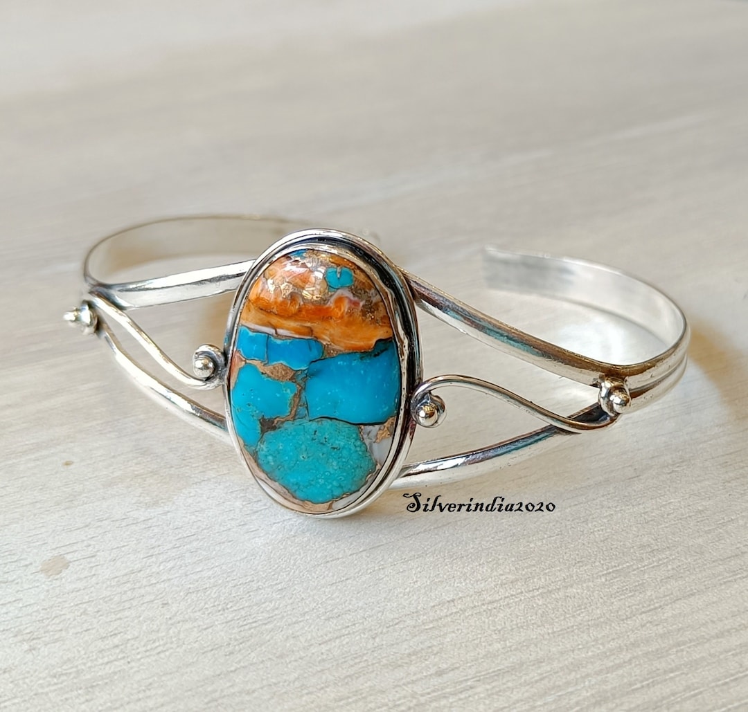 Oyster Copper Turquoise Bangle , 925 Sterling Silver Bangle , Handmade ...