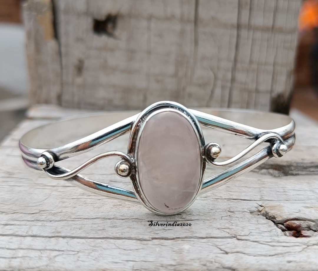 Rose Quartz Bangle, Sterling Silver Bangle, Designers Bangle ...