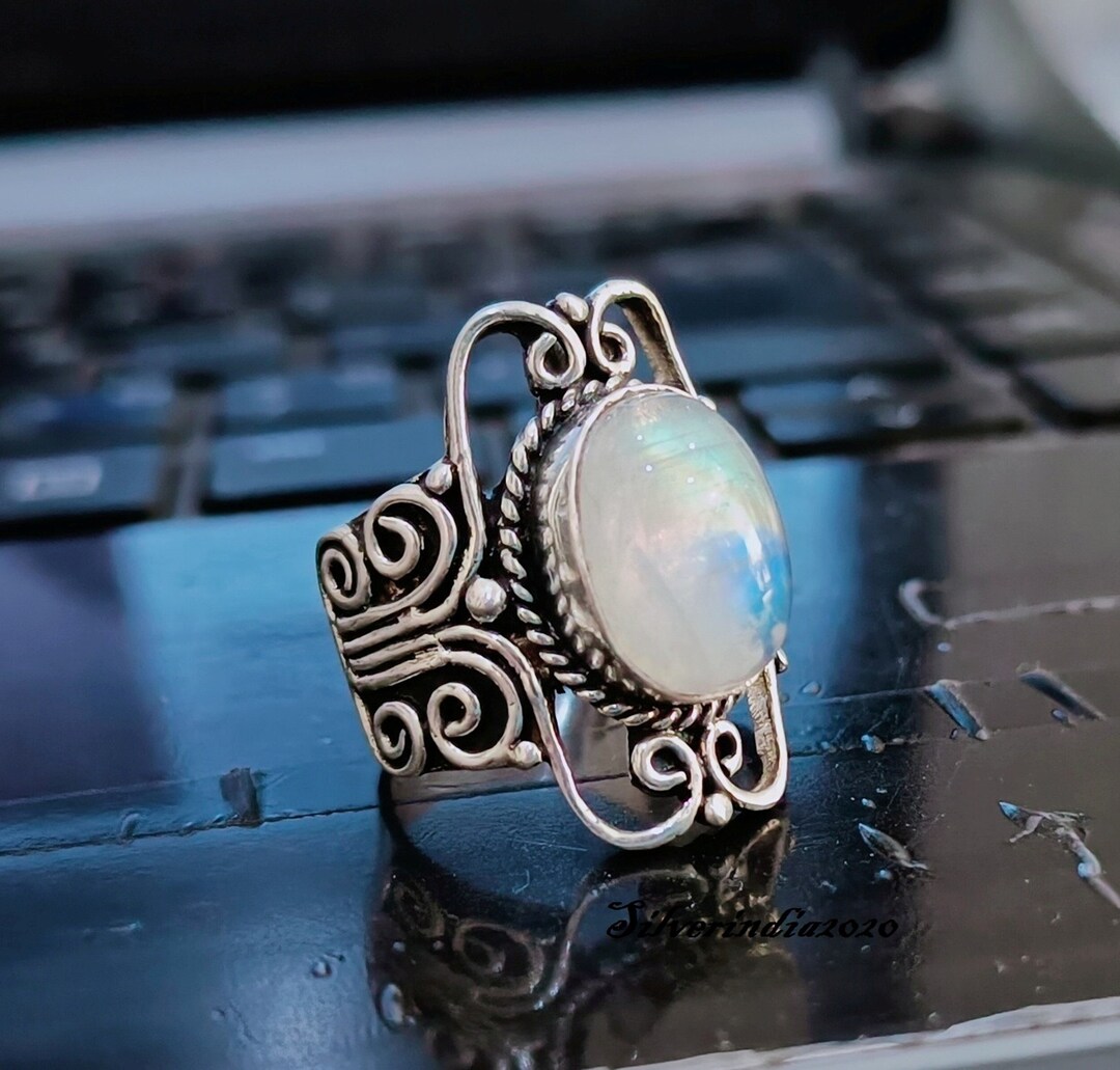 Genuine Moonstone Ring, Moonstone Silver Ring, Moonstone Handmade Ring ...