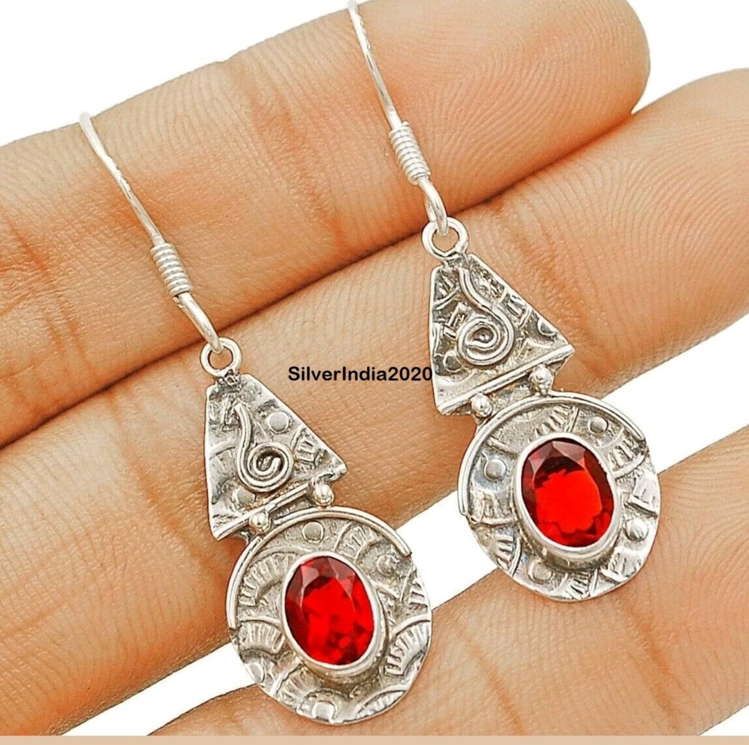 Garnet Earring, Statement Earring, Gypsy Earring, Anniversary Earring ...