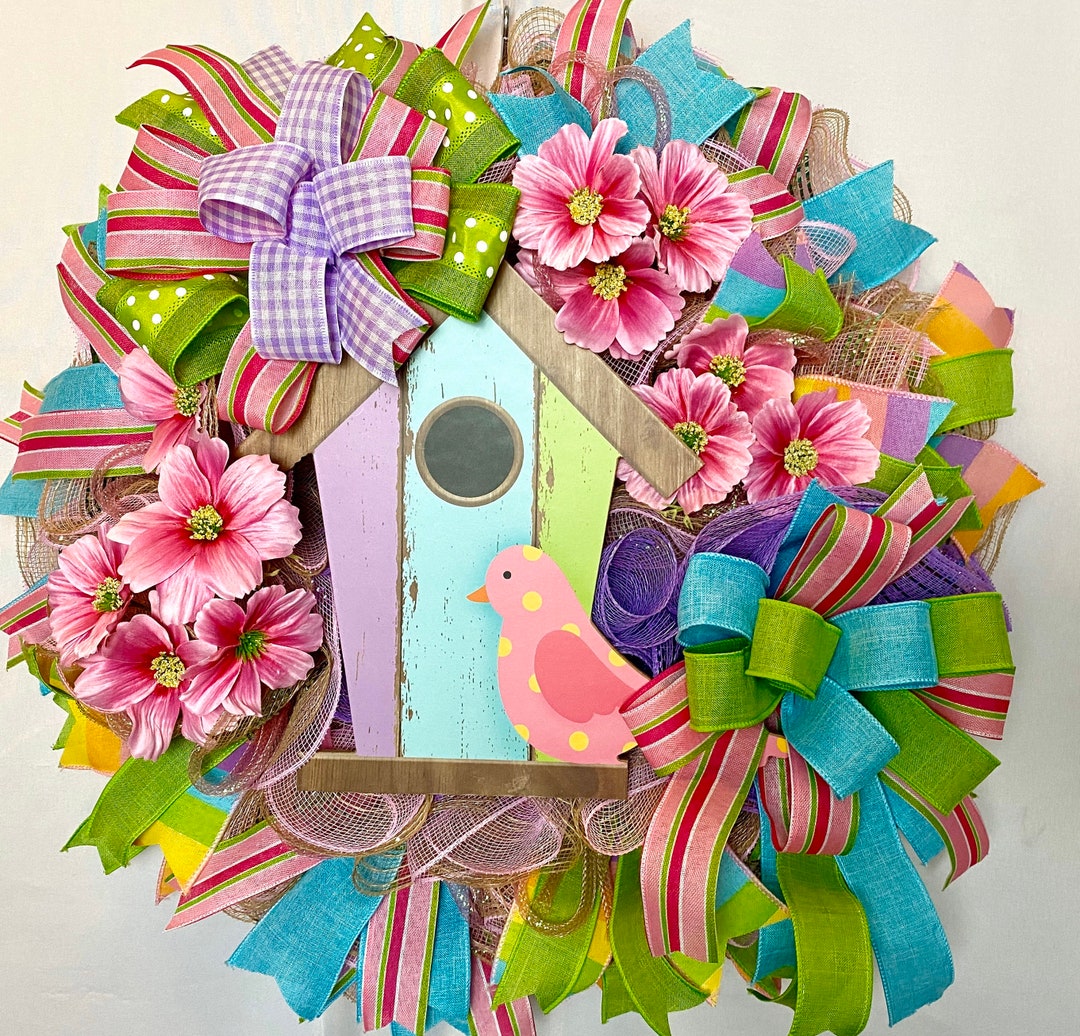 Spring Deco Mesh Wreath, Summer Deco Mesh Wreath, Spring Decor ...