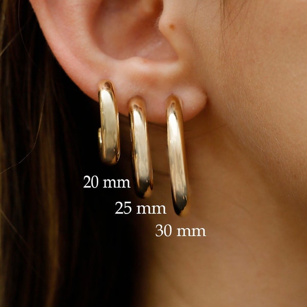 Solid 14k Gold Hoops - Etsy