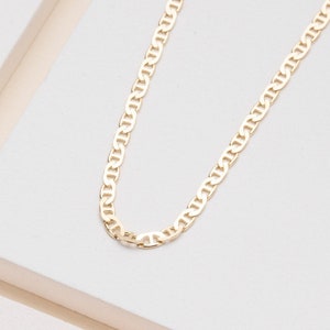 14K Solid Gold Chain, Mariner Design Necklace, Wear as Choker or Layer ...