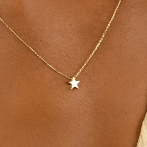 14k Gold Star Necklace, Small Star Necklace in Gold, Layering Gold ...