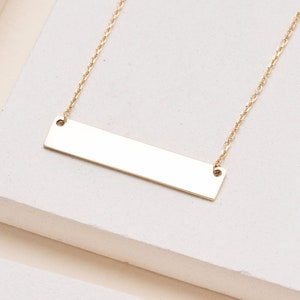 14k Gold Name Tag Necklace, Personalized Gold Necklace, Solid Gold ID ...