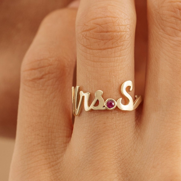 Cursive Name Ring - Etsy