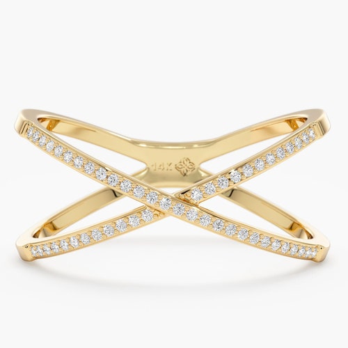 14k Gold X Ring - Etsy