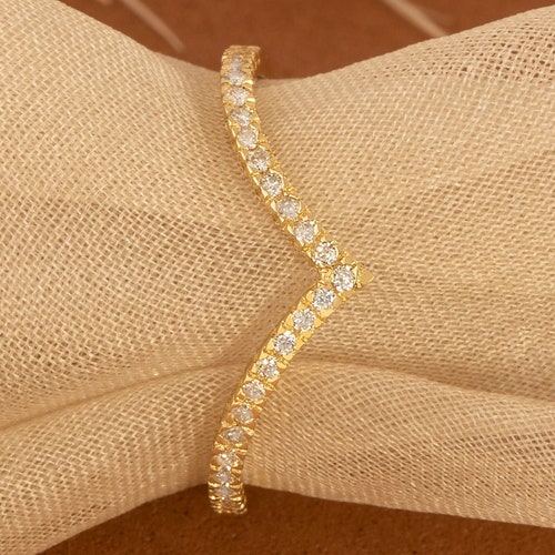 Solid 14k Gold V Ring Dainty Stacking Ring Delicate Ring - Etsy