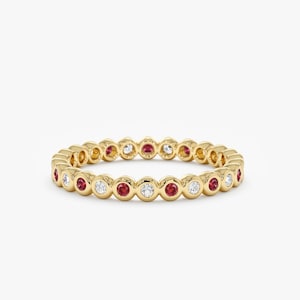 Ruby and Diamond Eternity Ring, Wedding Ring, Ruby Ring, Diamond Eternity, 14k or 18k Solid Gold ...