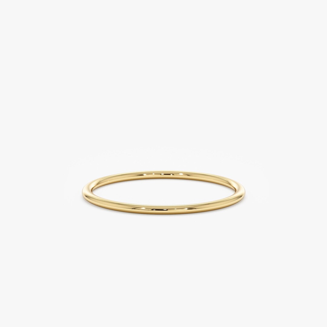 Solid Gold Thin Wedding Band, Simple Gold Ring, 1 Mm, Minimalist ...