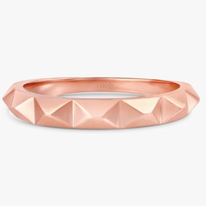 14k Solid Gold Spike Ring Stackable Ring Studded Gold Ring - Etsy