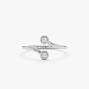 Unique Diamond Ring, Diamond Crossed Bezel Ring, Open Wrapped Band, 14k ...