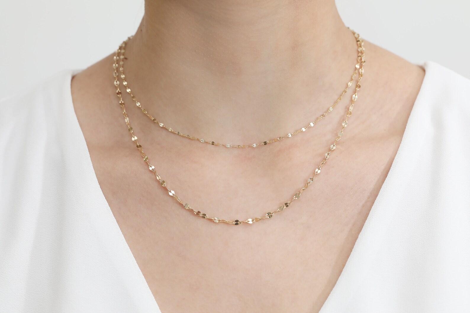 14k Gold Chain Link Necklace Trendy Minimal Gold Necklace - Etsy