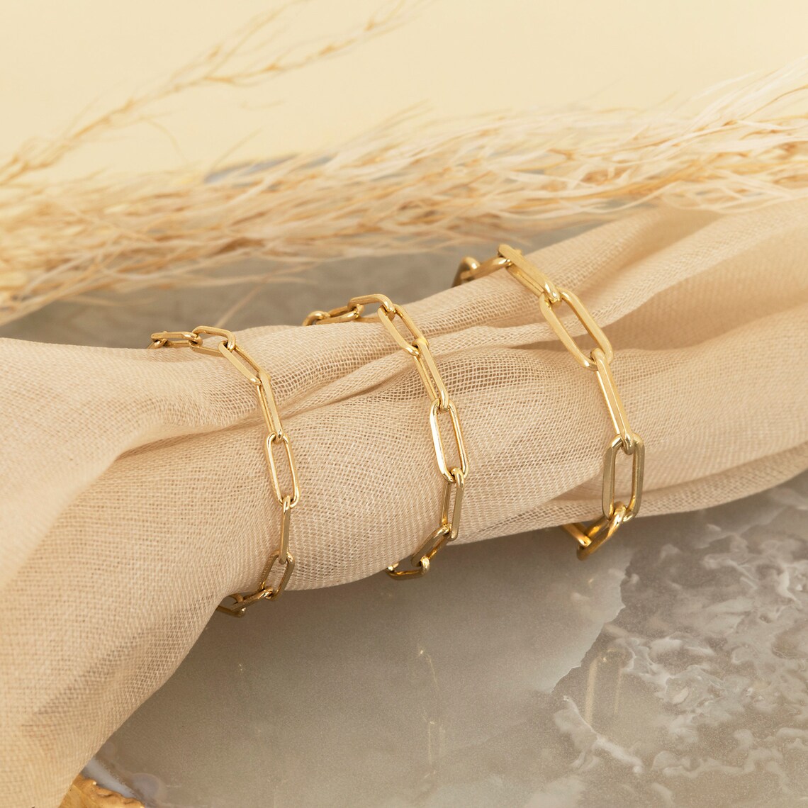 Solid Gold Paperclip Chain Ring 14k Gold Chain Ring - Etsy