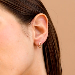 14k Gold Infinity Huggie, Crossover Plain Hoop, Classic Elegant Design ...