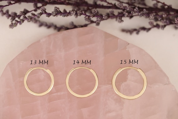 14k Solid Gold Huggies Gold Plain Huggies Gold Hoops Simple - Etsy