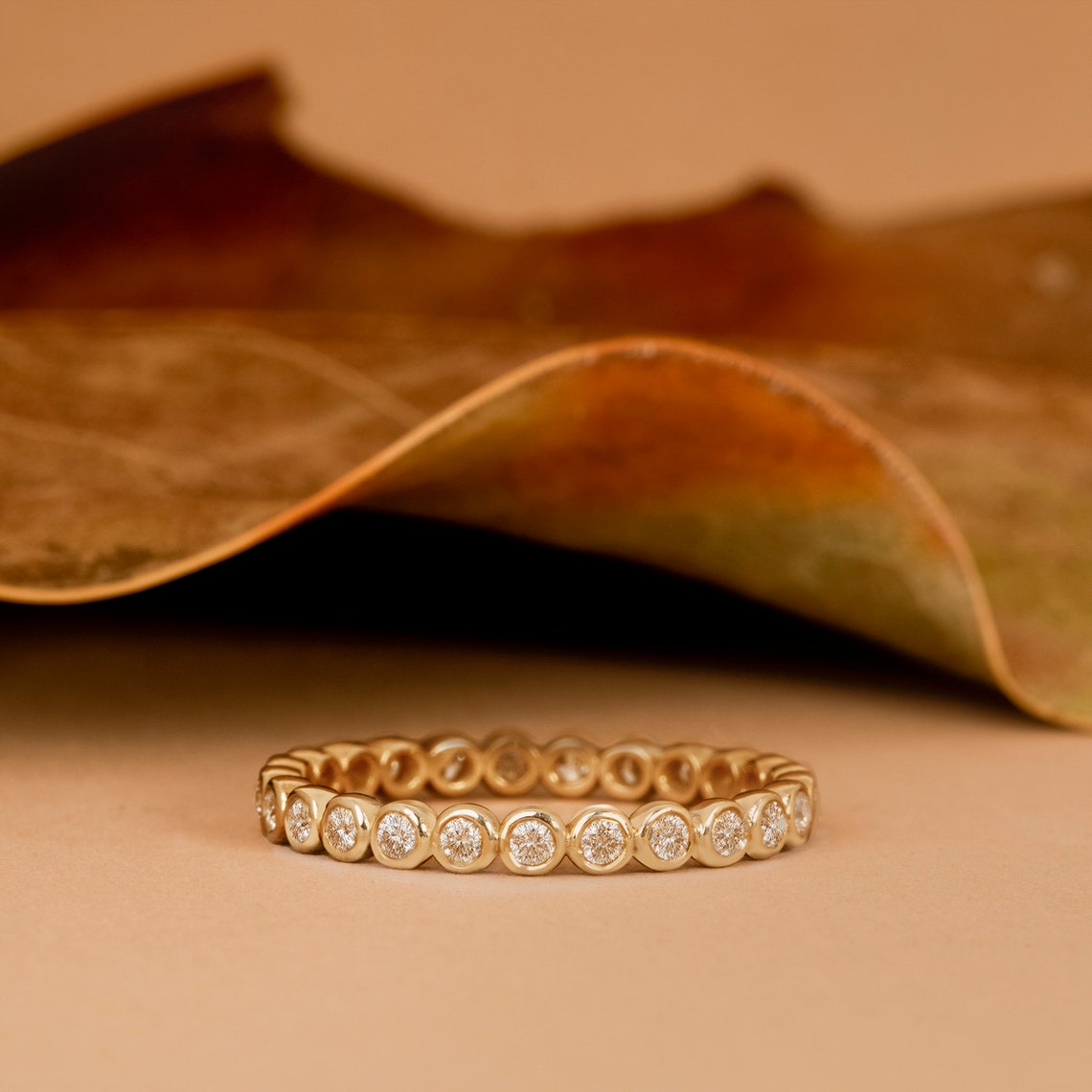 Diamond Bezel Eternity Ring Dainty Diamond Ring Solid Gold - Etsy
