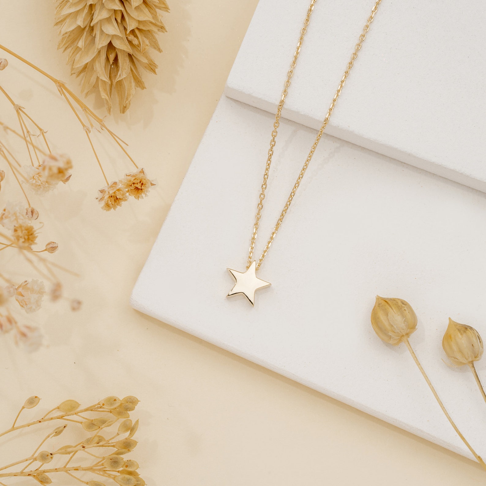 14k Gold Star Necklace, Small Star Necklace in Gold, Layering Gold ...