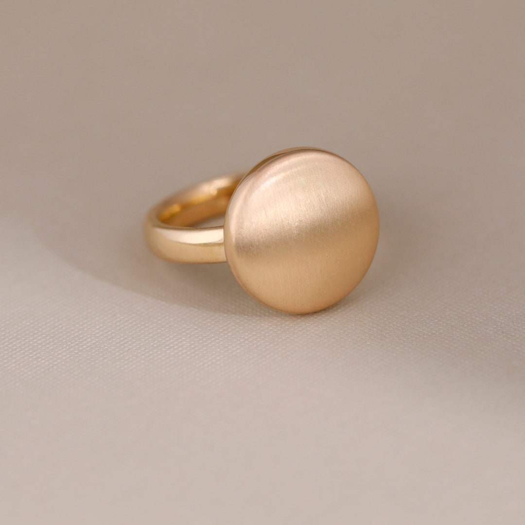 14k Solid Gold Handmade Ring, Hand Brushed Satin Finish, Not Hollow ...