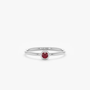 Ruby Ring, 14k Solid Gold Ruby Engagement Set, Birthday Gift, July Birthstone, Stackable Ring ...