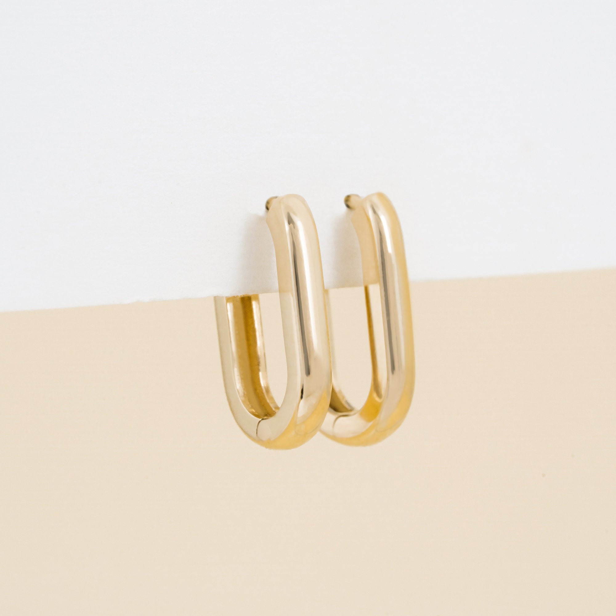 Solid Gold Huggies Earrings, Small Hoop Earrings, Simple Gold Huggies, Plain U Shape Hoop ...