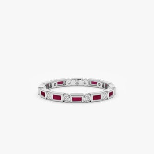 14k Gold Ruby Eternity Ring, Ruby Eternity Ring, Diamond Eternity Band, Solid Gold Wedding Ring ...