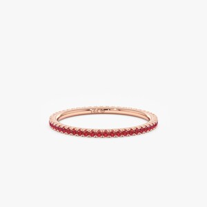 14k Gold Eternity Ruby Ring, Ruby Eternity Ring, Dainty Wedding Band, July Birthstone, Stackable ...