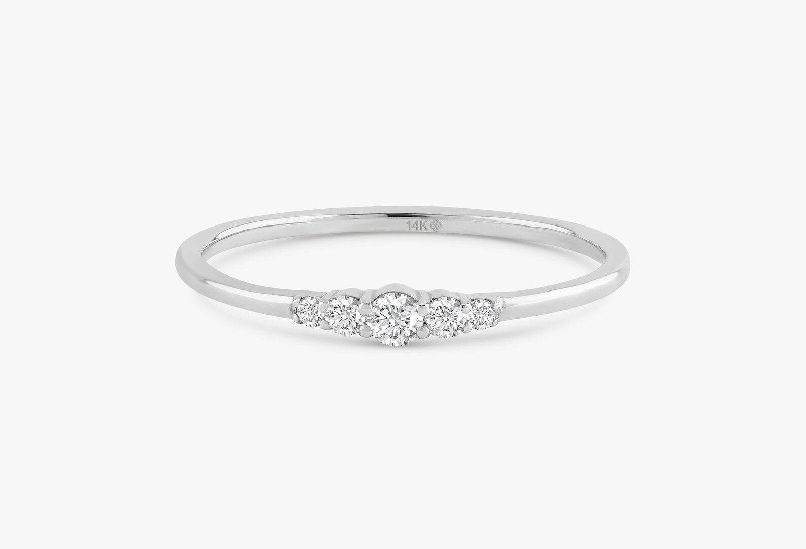 5 Stone Graduated Diamond Ring Solid Gold Wedding Ring - Etsy