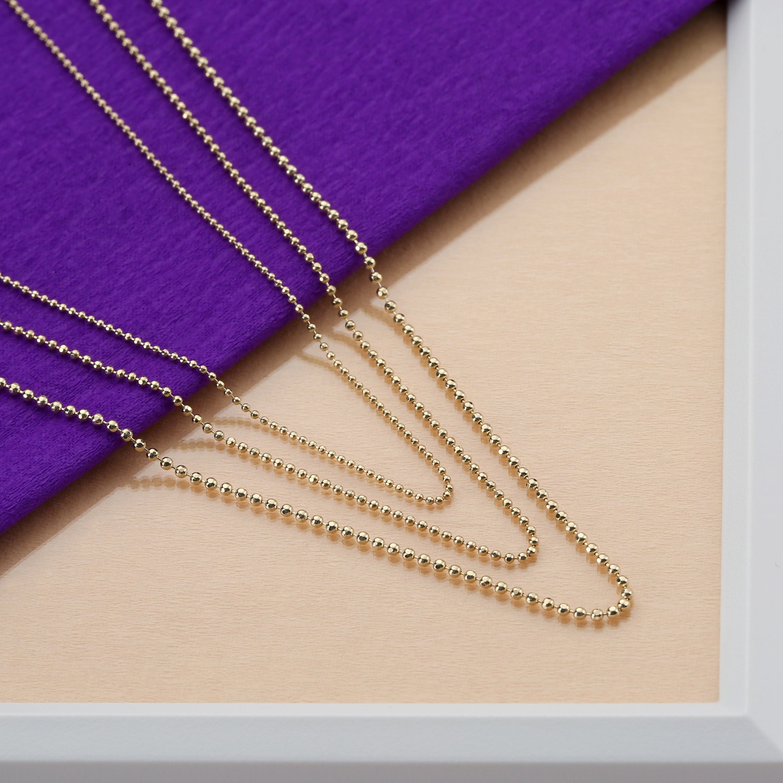 14k Gold Ball Chain Necklace Solid Gold Chain Ball Chain - Etsy