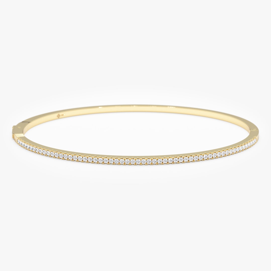 Diamond Bangle, 14k Solid Gold Dainty Bangle Diamond Bracelet ...