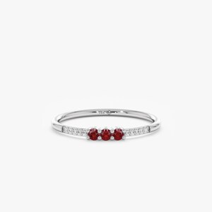 14k Diamond and Ruby Ring, Natural Gemstone and Diamonds, Stackable ...