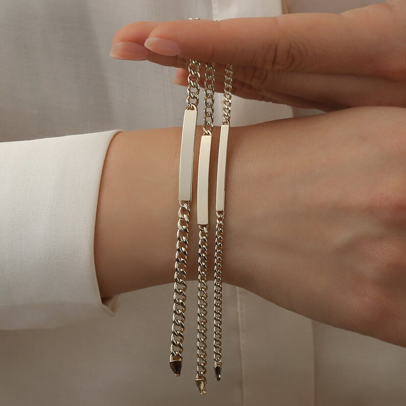 14K Gold ID Bracelet Nameplate Bracelet Solid Gold Cuban - Etsy