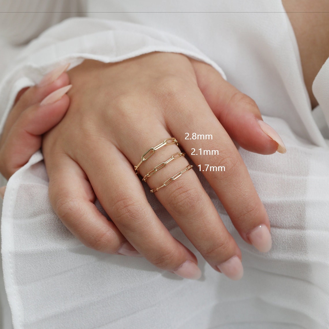 Solid Gold Paperclip Chain Ring 14k Gold Chain Ring - Etsy