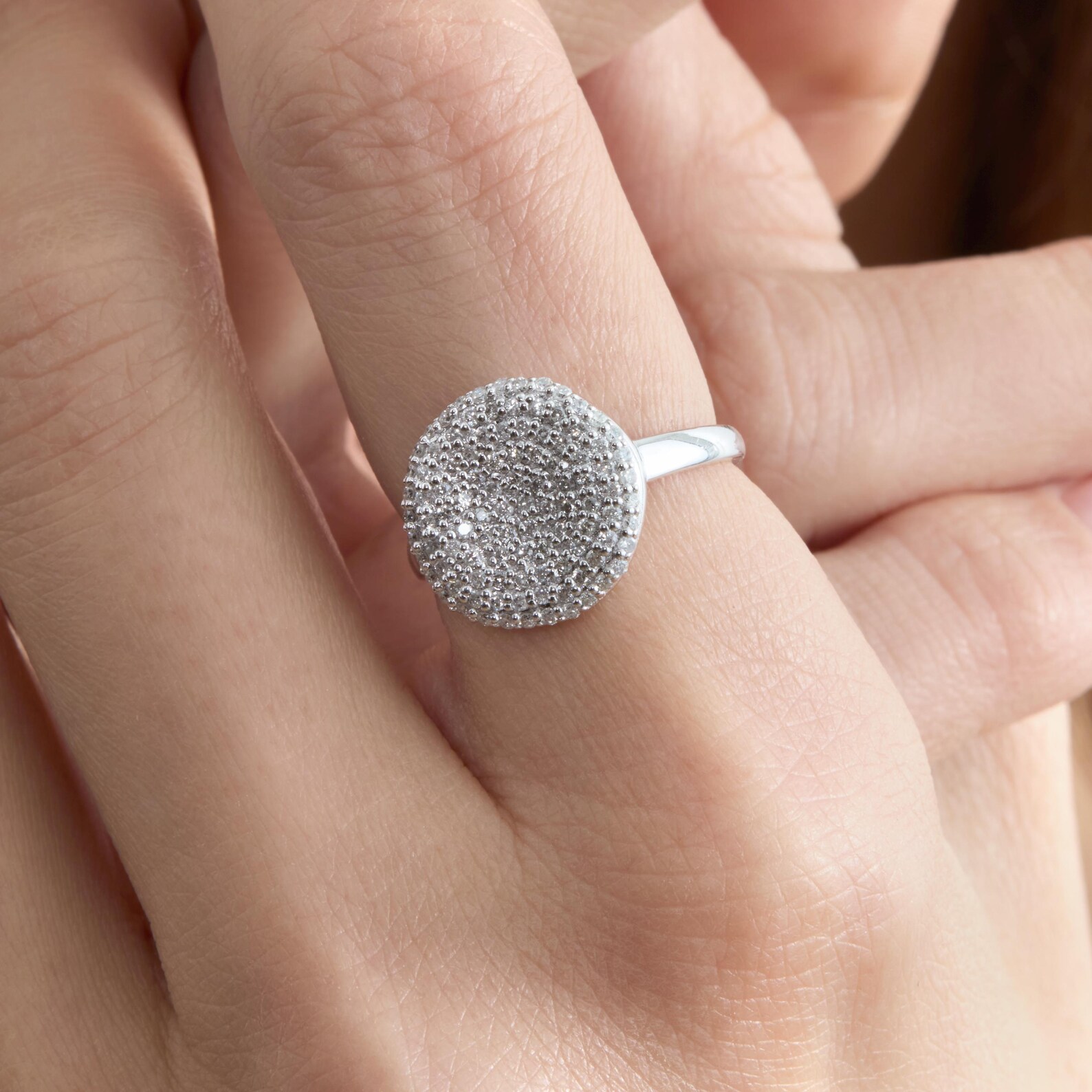 Diamond Button Ring, Pave Natural Diamonds, Diamond Cocktail Ring ...