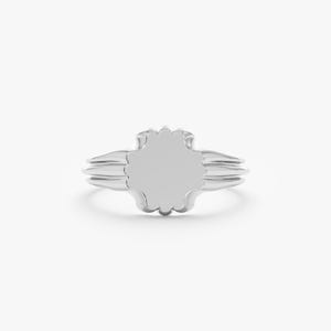 14k 18k Solid Gold Clover Ring, Everyday Ring, Clover Signet Ring ...