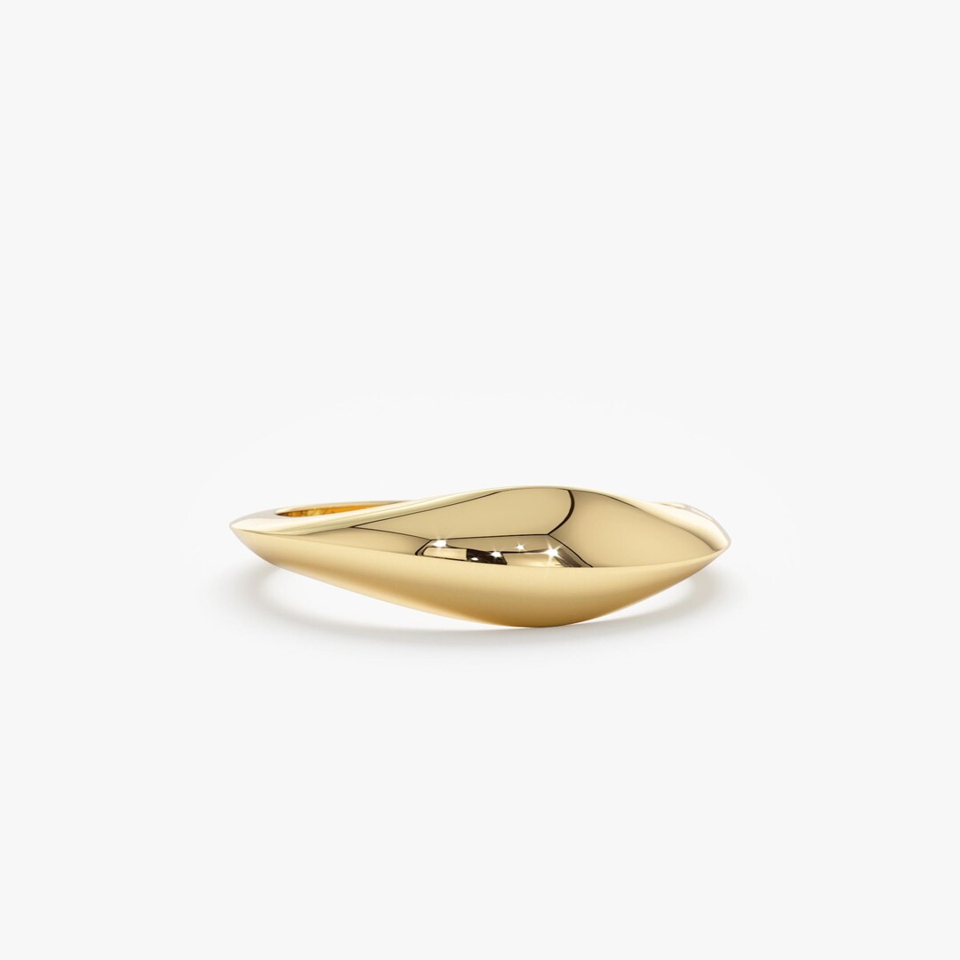 14k Gold Dome Ring, 10k 14k 18k Solid Gold, Tapered Round Dome Ring ...