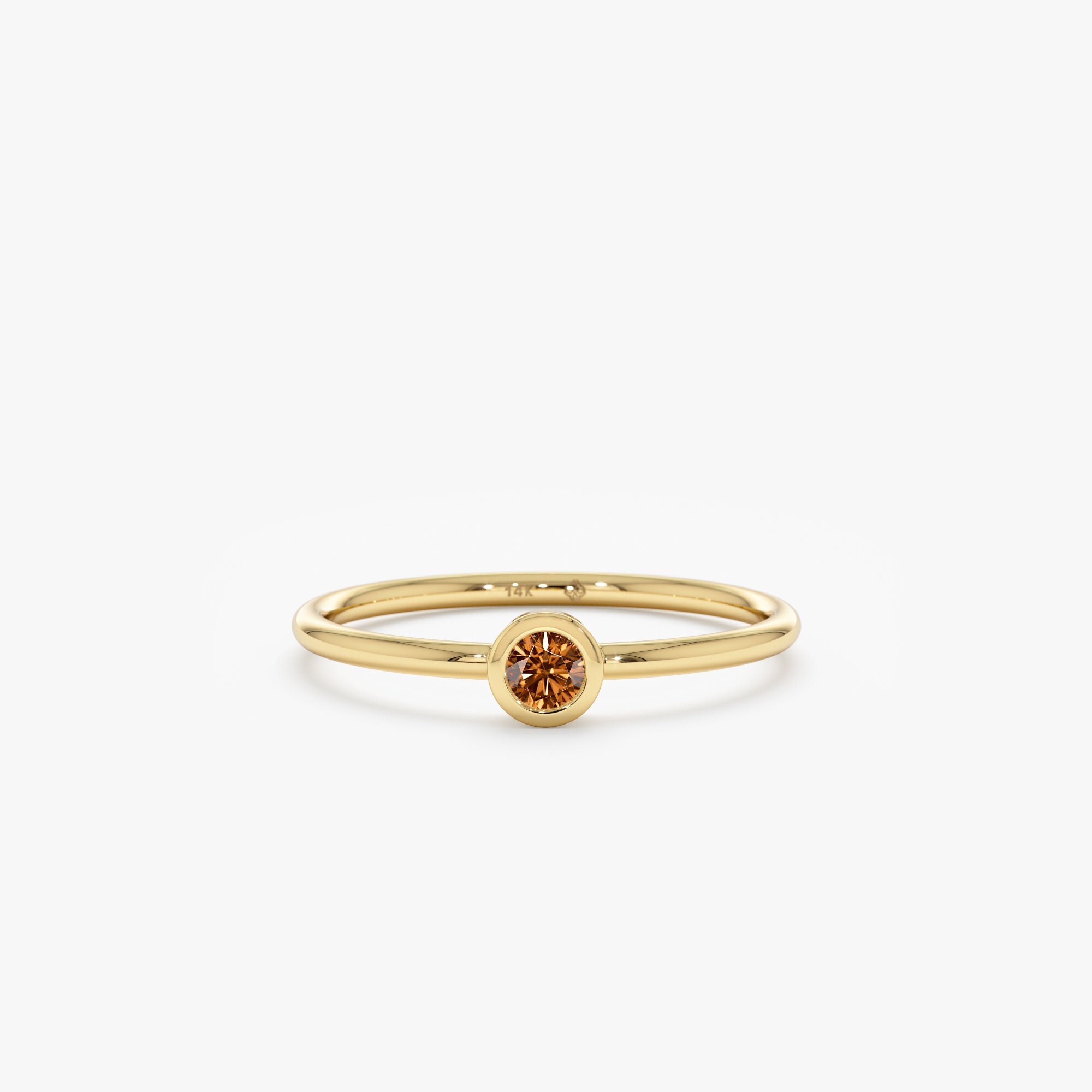 14k Solid Gold Citrine Ring, Stackable Birthstone Jewelry, 18k ...