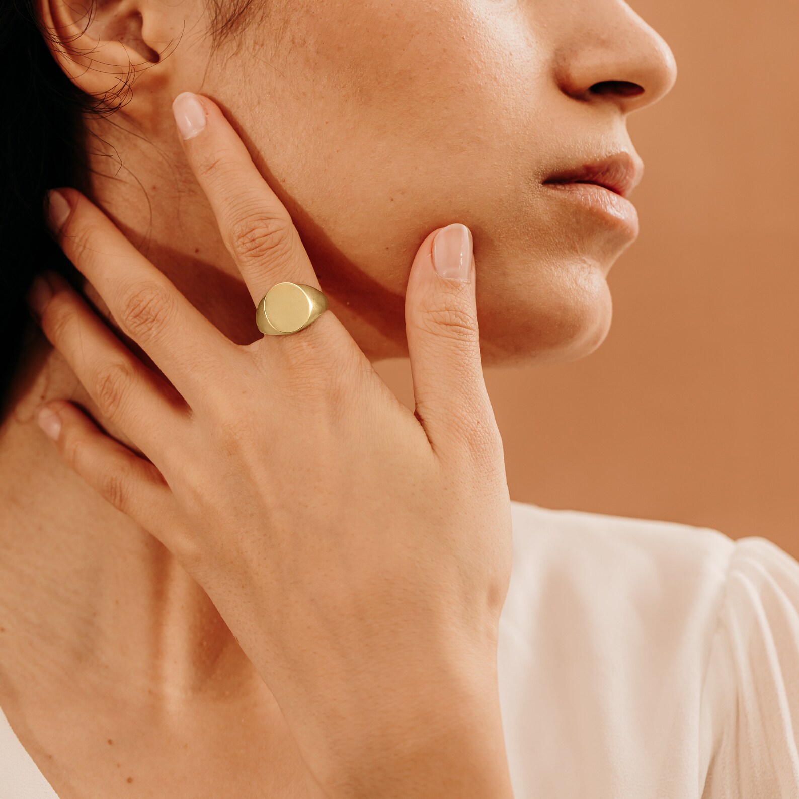 14k Solid Gold Large Signet Ring Personalized Gold Ring - Etsy