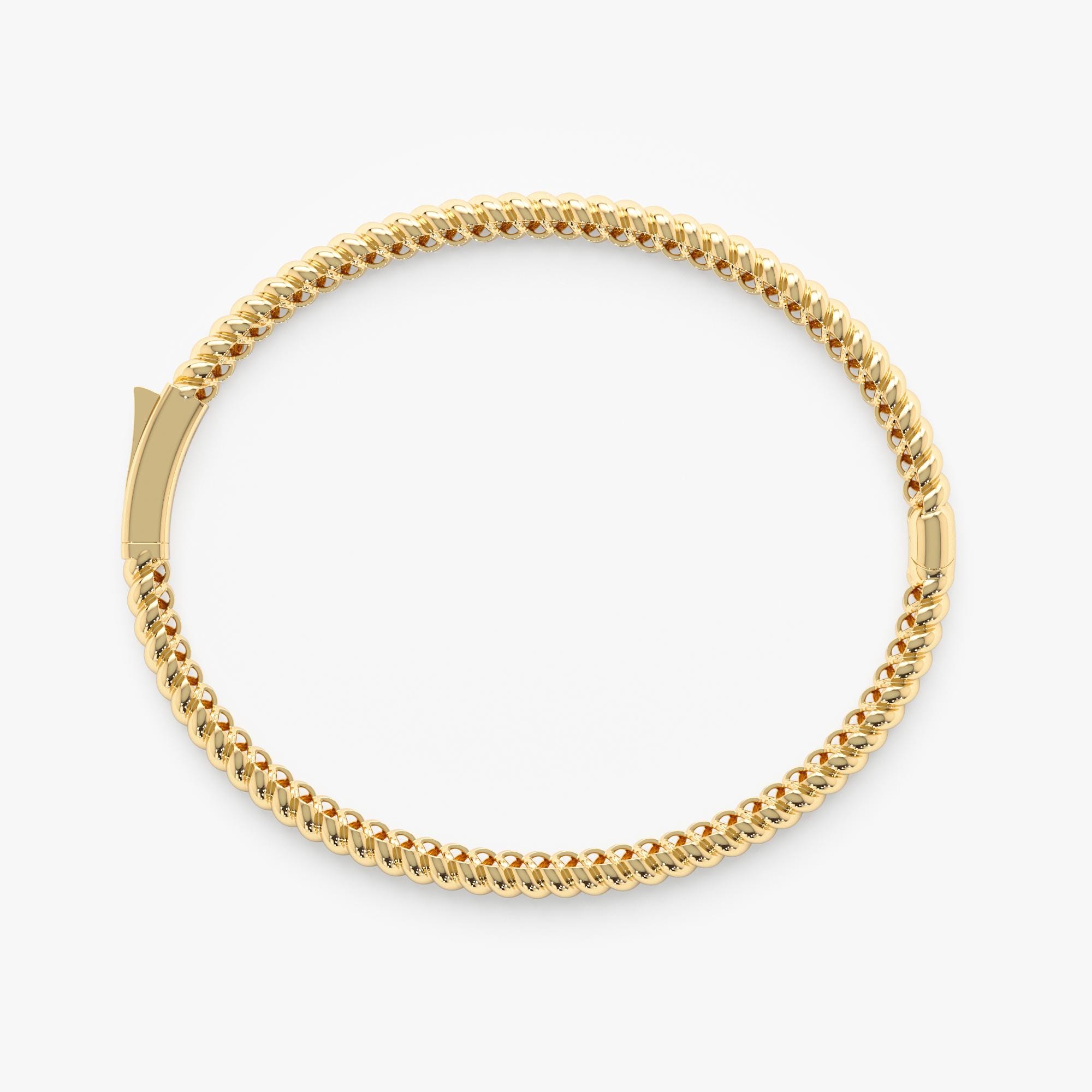 Plain Gold Twisted Bracelet, 14k 18k Solid Gold, Gold Wavy Texture ...