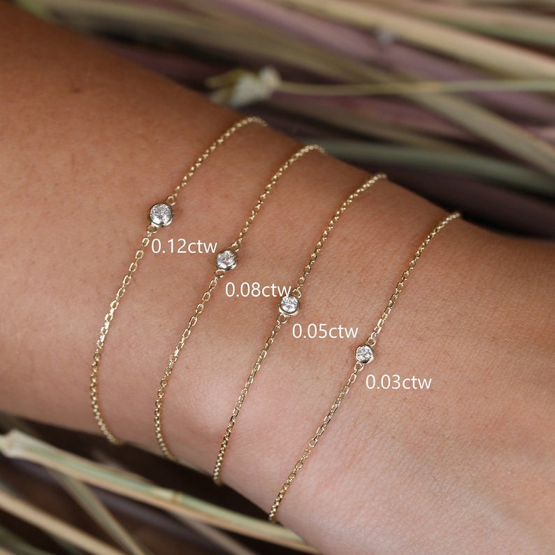 Diamond Single Bezel Bracelet Simple Diamond Bracelet - Etsy