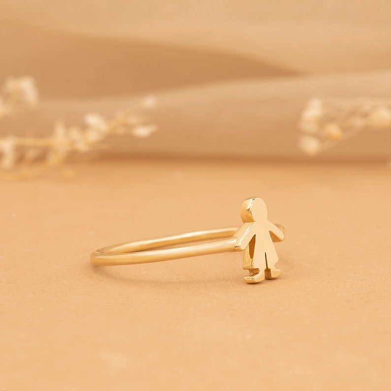 14k Mother and Son Ring Kids Initial Ring Gold Initial Ring - Etsy