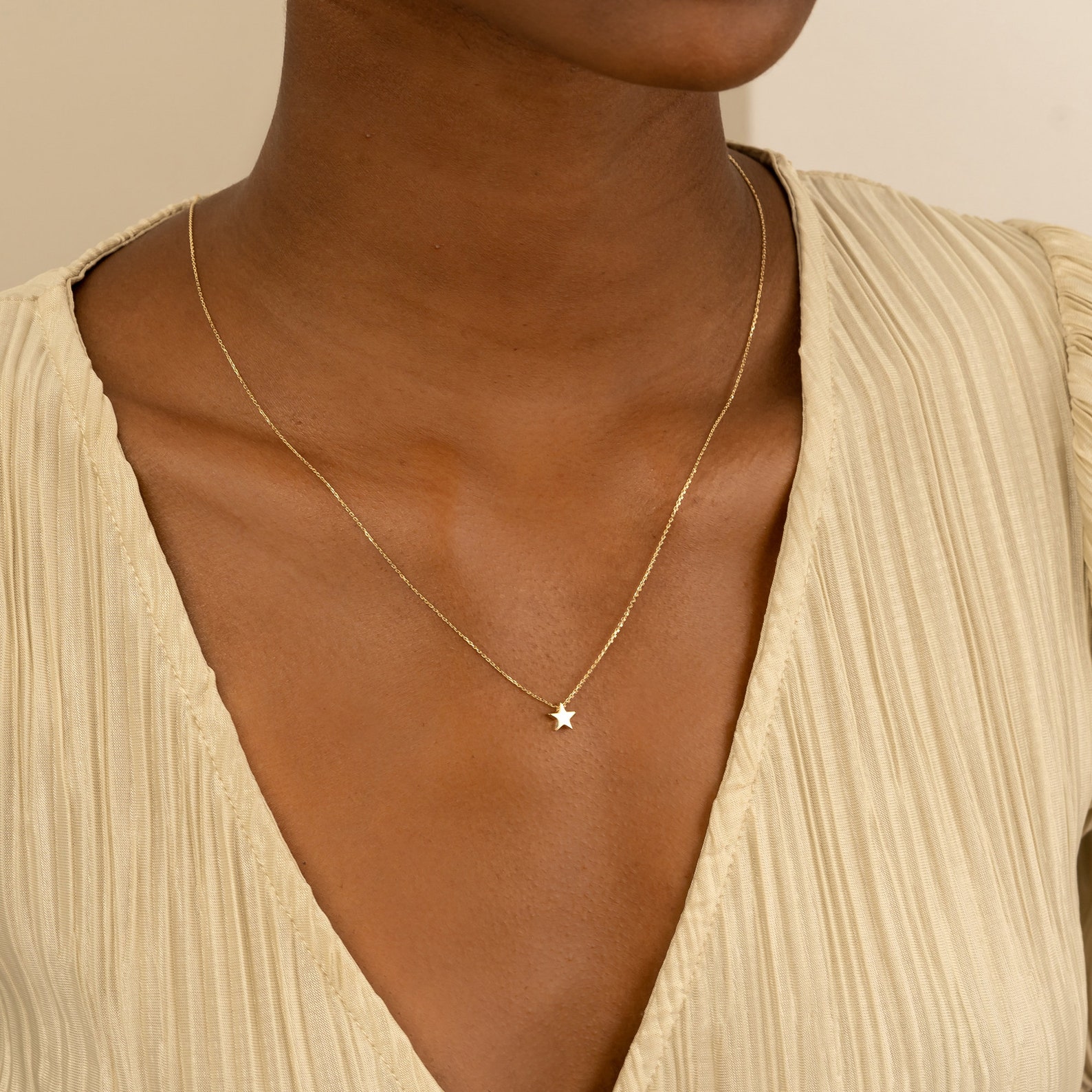 14k Gold Star Necklace, Small Star Necklace in Gold, Layering Gold ...