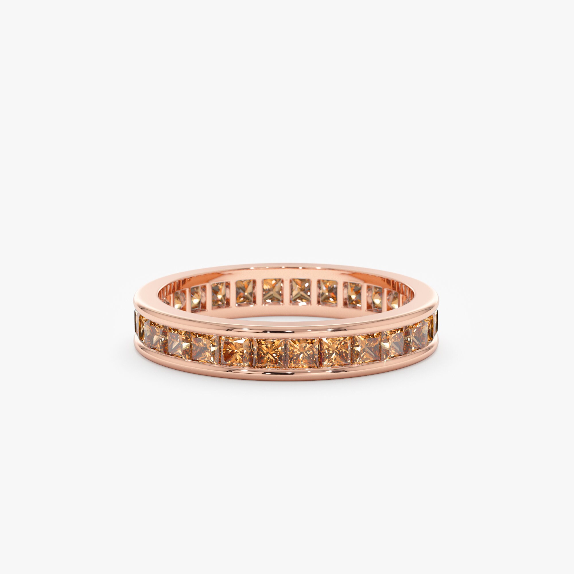 Natural Citrine Ring, Princess-cut Citrine Ring, Birthstone Eternity ...