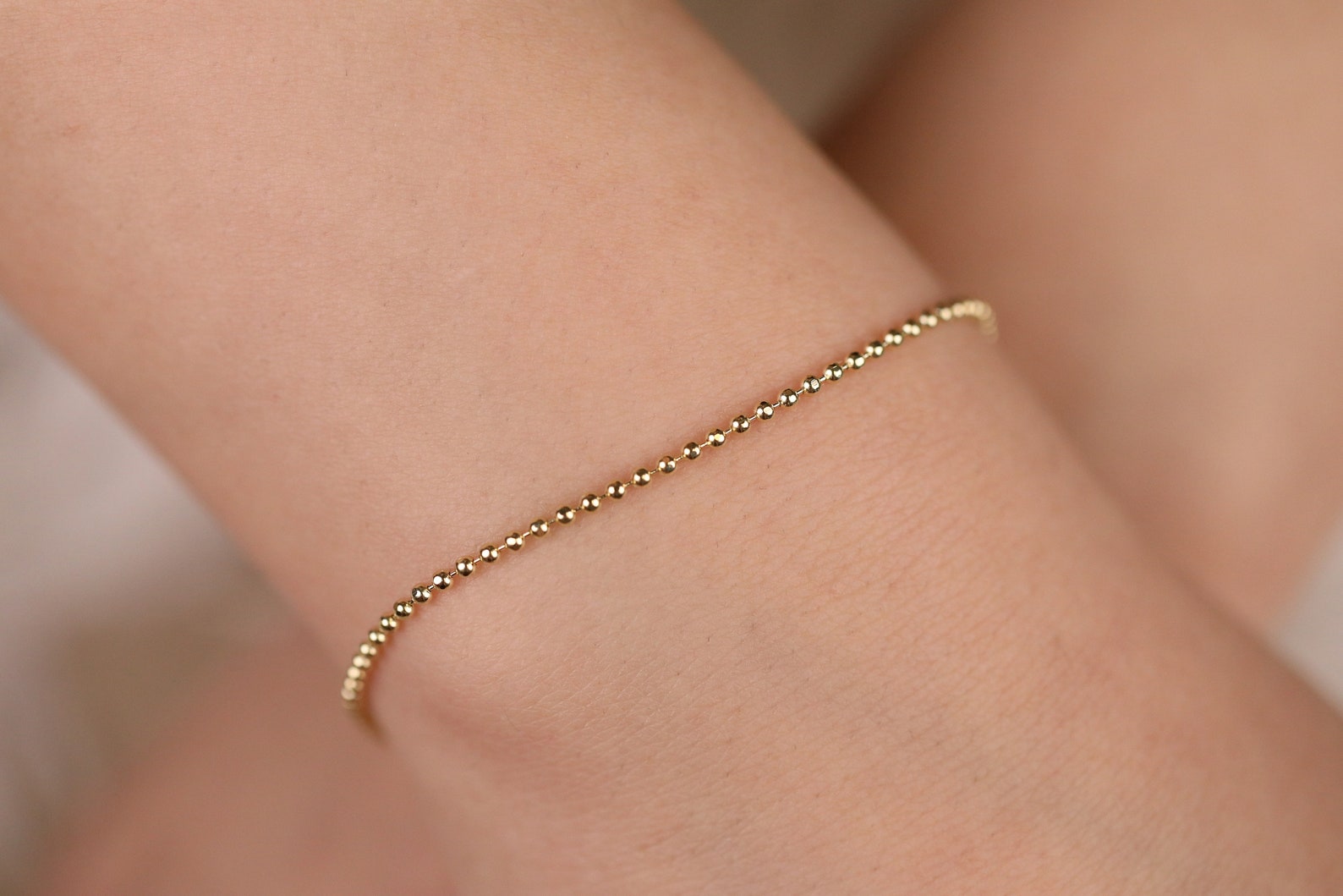 14k Gold Ball Chain Bracelet Solid Gold Bracelet Yellow Gold - Etsy