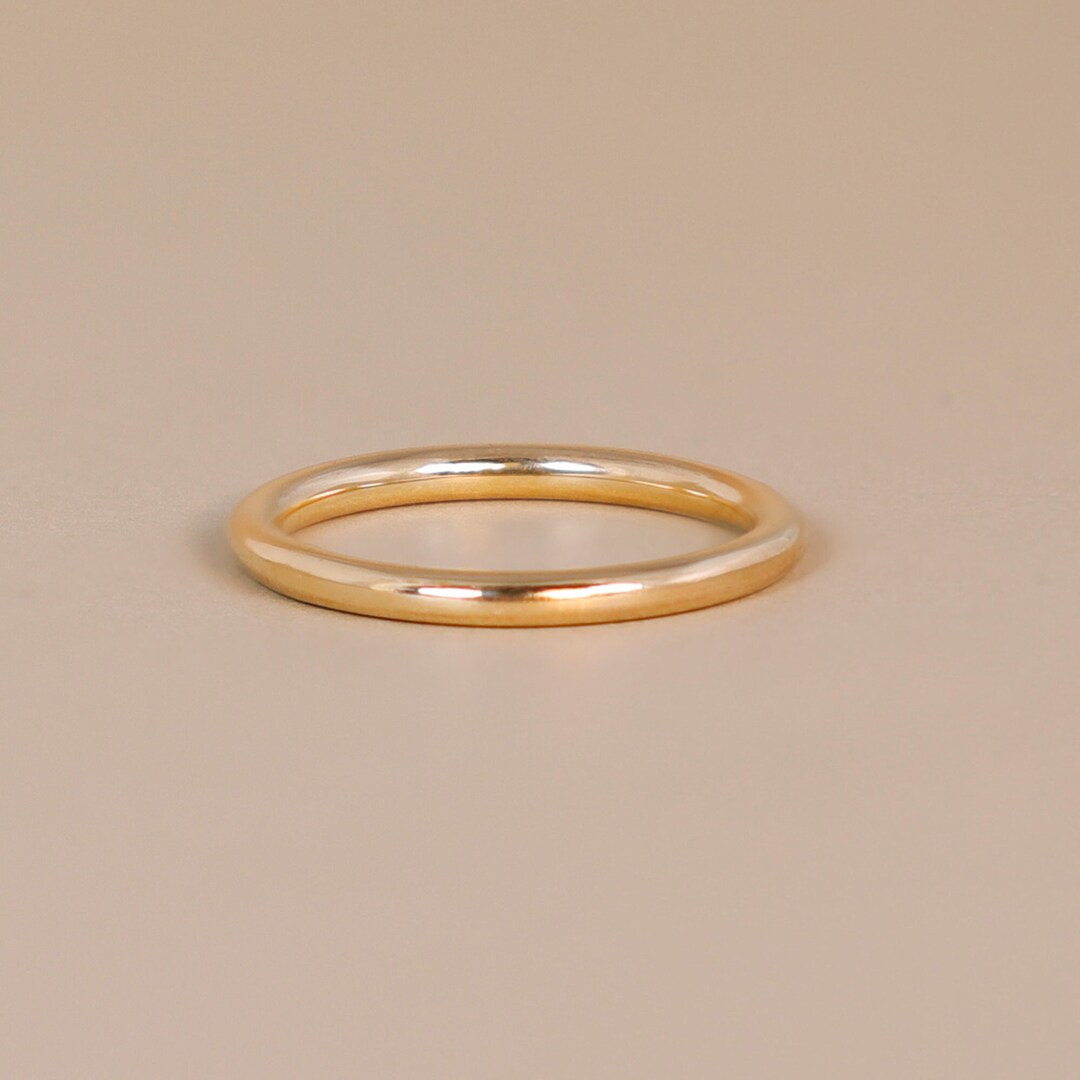 14k Solid Gold Wedding Ring, 2mm Round Wire Simple Spacer Ring, Not ...
